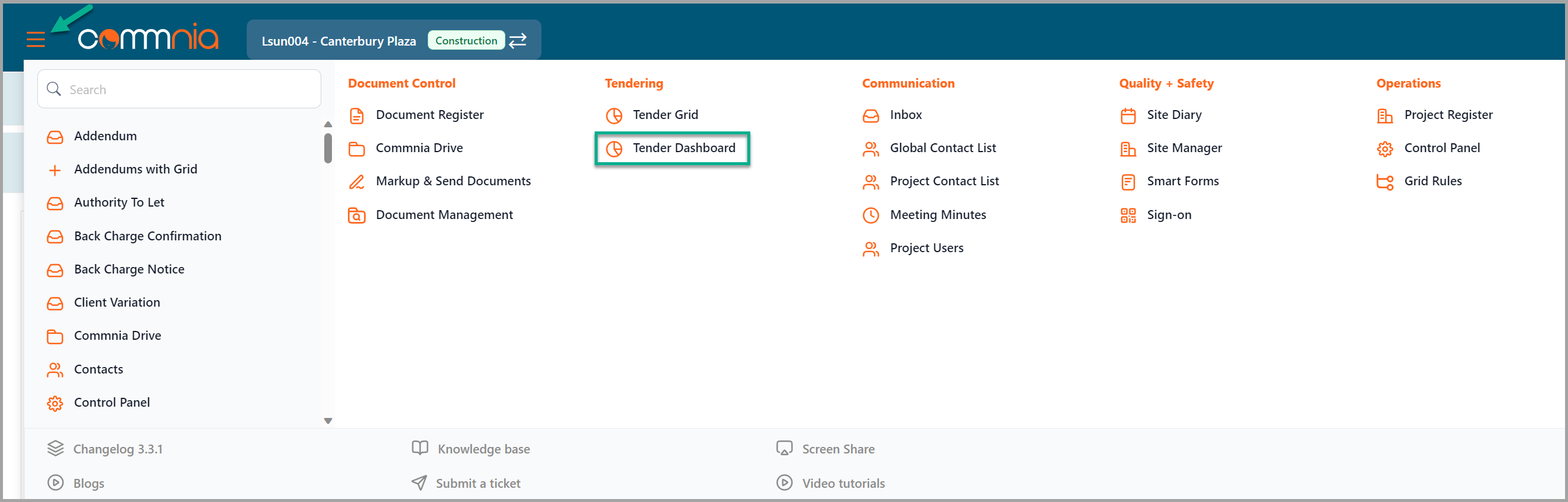 Commnia Tender Dashboard