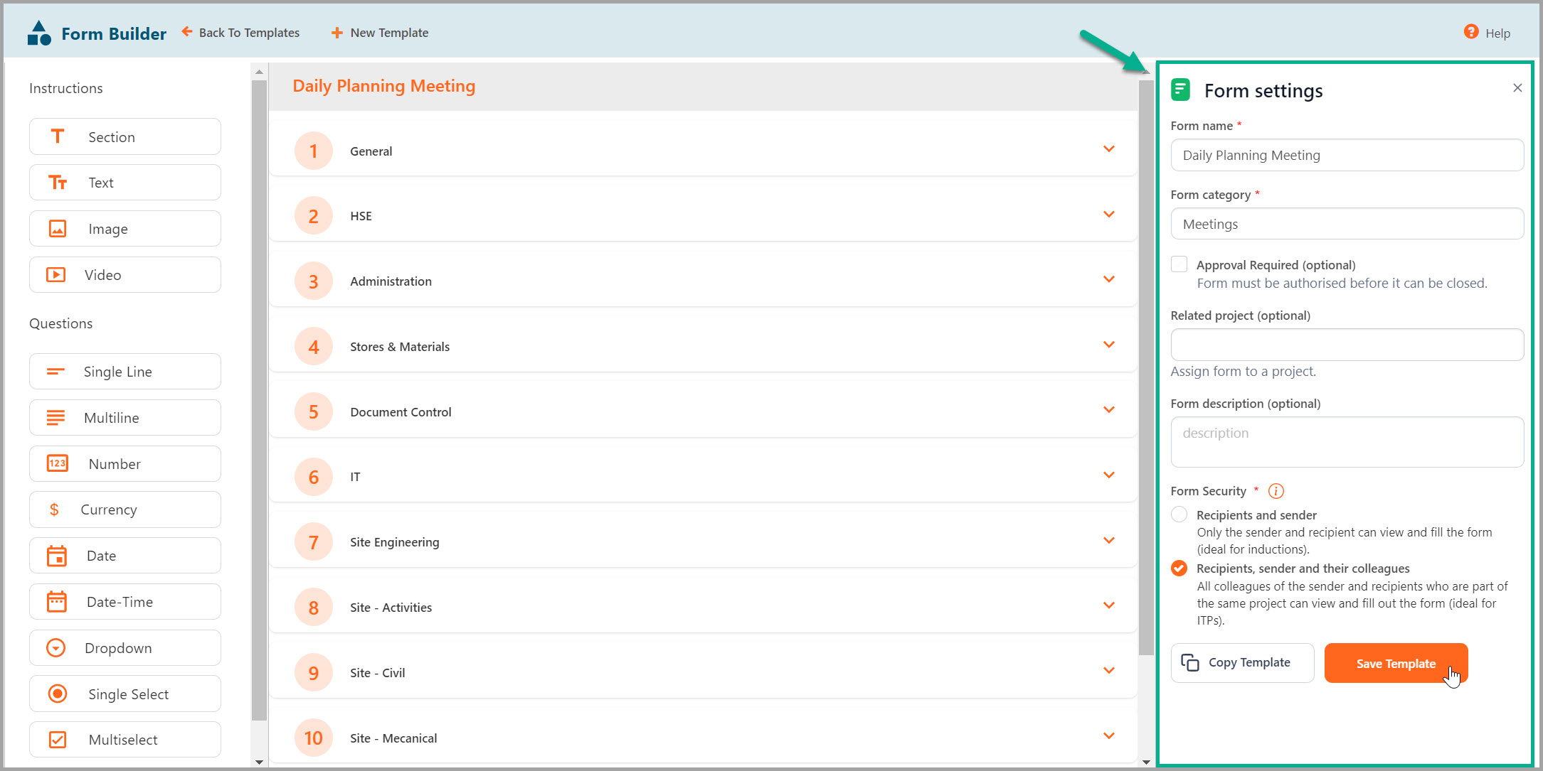 Create a New Smart Form Template