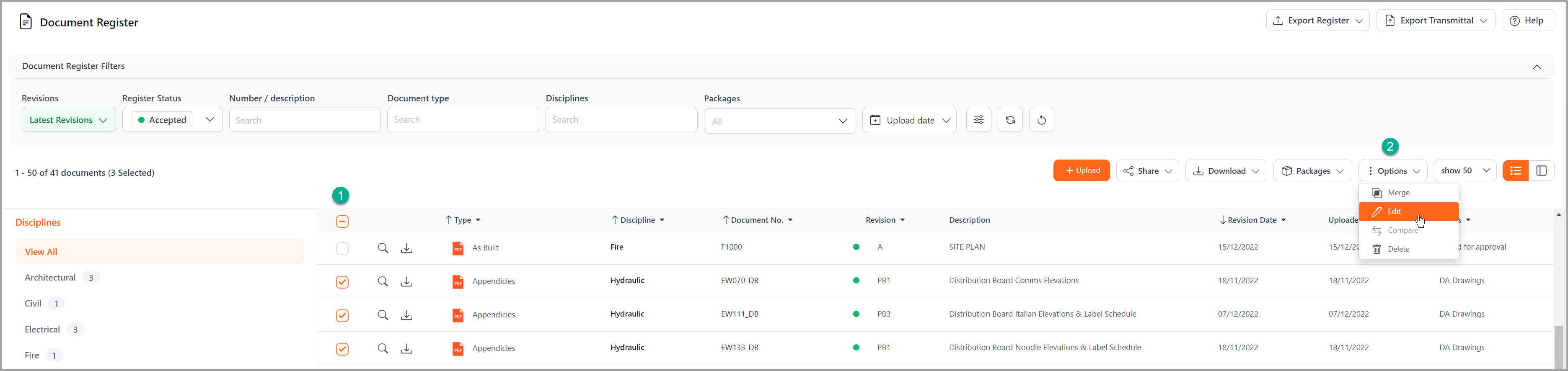 Edit Document Details in Document Register