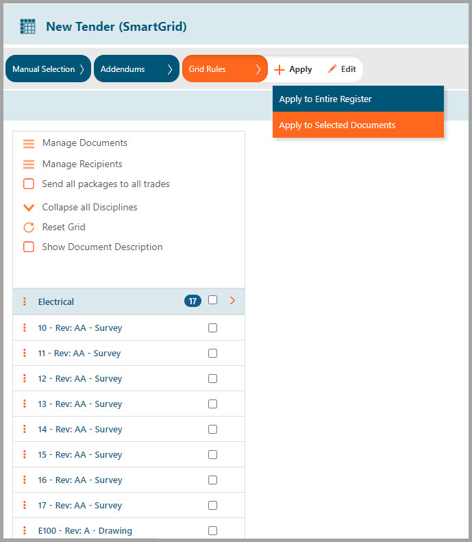 New Tender Packages | SmartGrid | Grid Rules | Tender Automation
