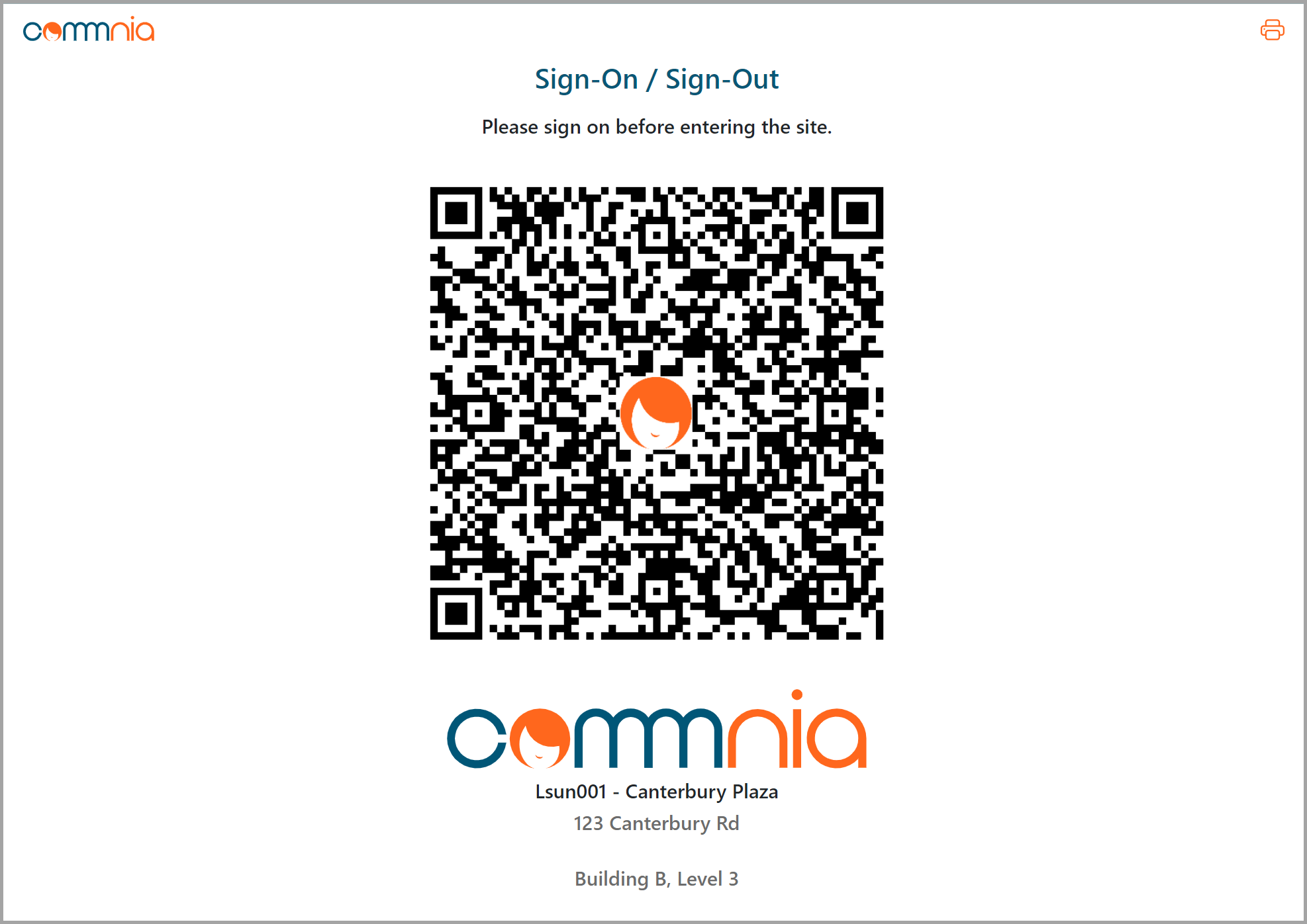 Site Sign On with QR Code