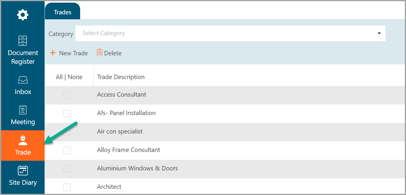 Create and Edit Trade List